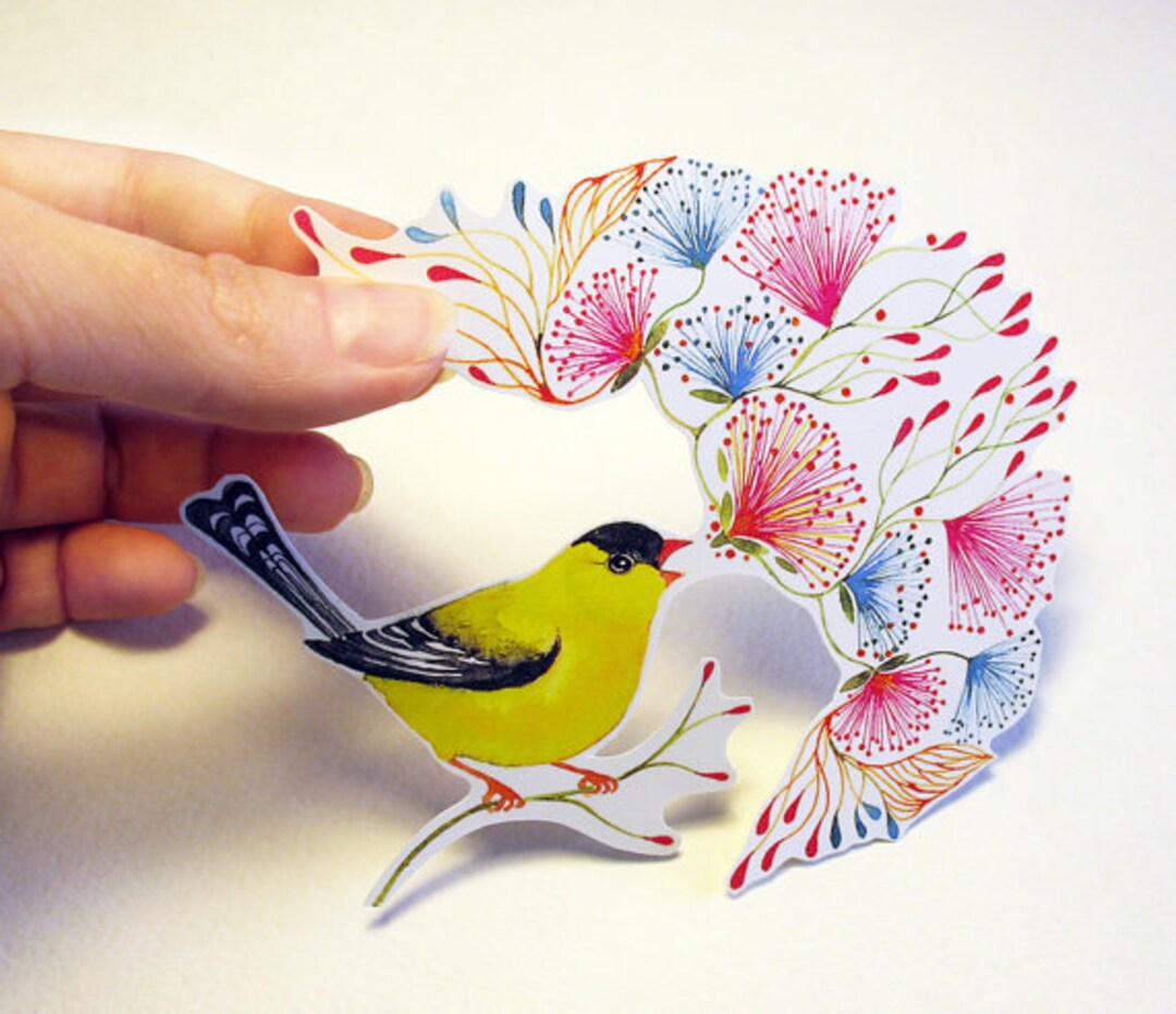 Little Singing Goldfinch Bird Sticker 100% Waterproof Vinyl Label. - Etsy