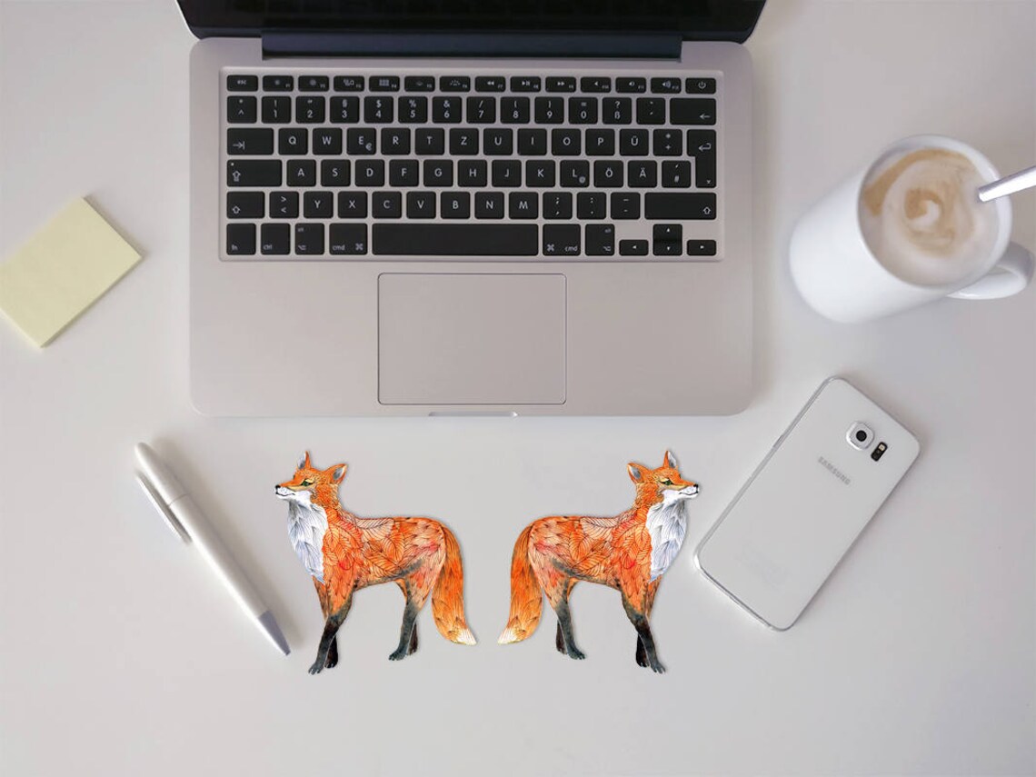 Garden Fox Fox Stickers Red Fox Macbook Decal Laptop | Etsy
