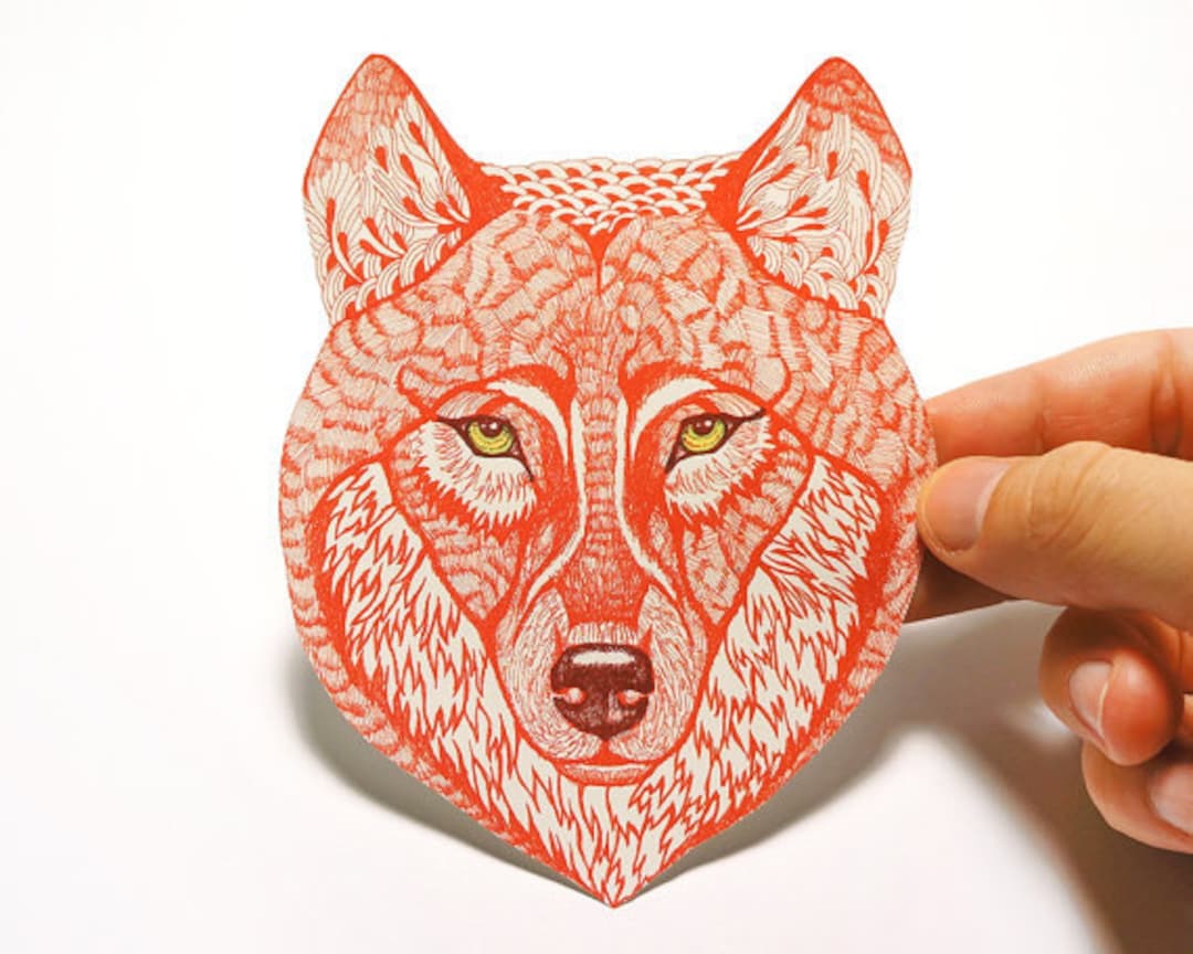Red Wolf Face Wild Animal Sticker 100% Waterproof Vinyl Label. - Etsy
