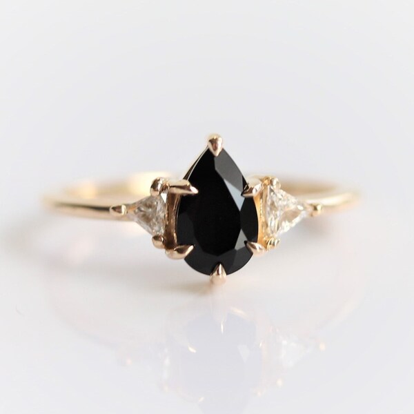 Onyx Triangle Ring - Etsy