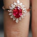 Lana Oval Oval Chatham™ Lab-created Ruby Ruby Statement Ring Oval Ruby Ring Ruby Engagement Ring ...