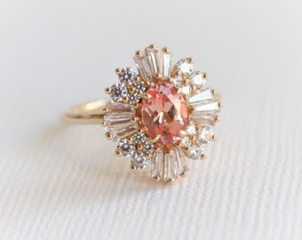 Peach Sapphire Ring - Etsy