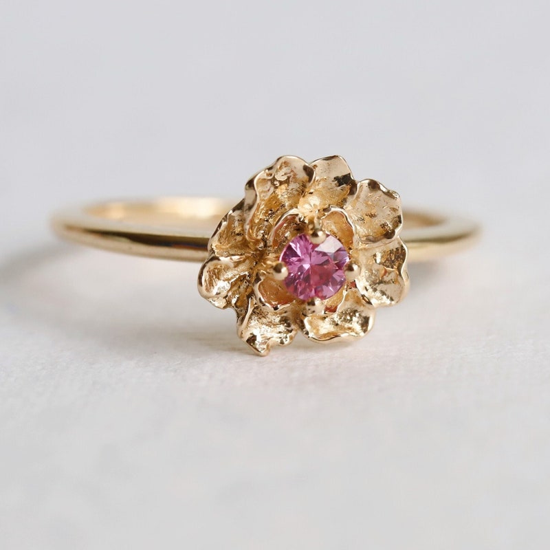 Pink Flower Ring - Etsy