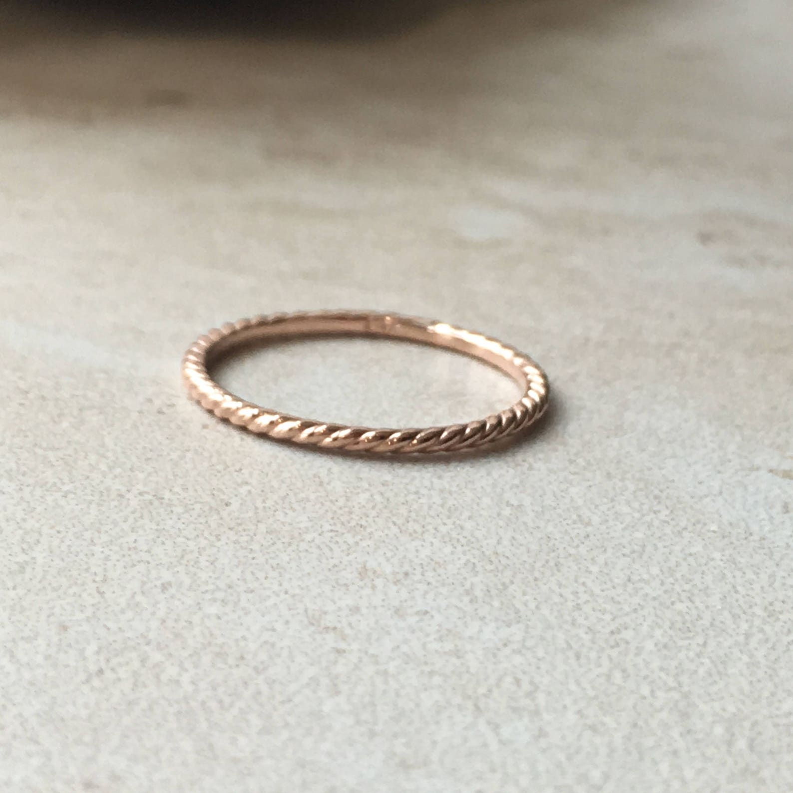1.3 mm Rope Band 14K Gold Skinny Rope Band 1.3 mm Twisted | Etsy