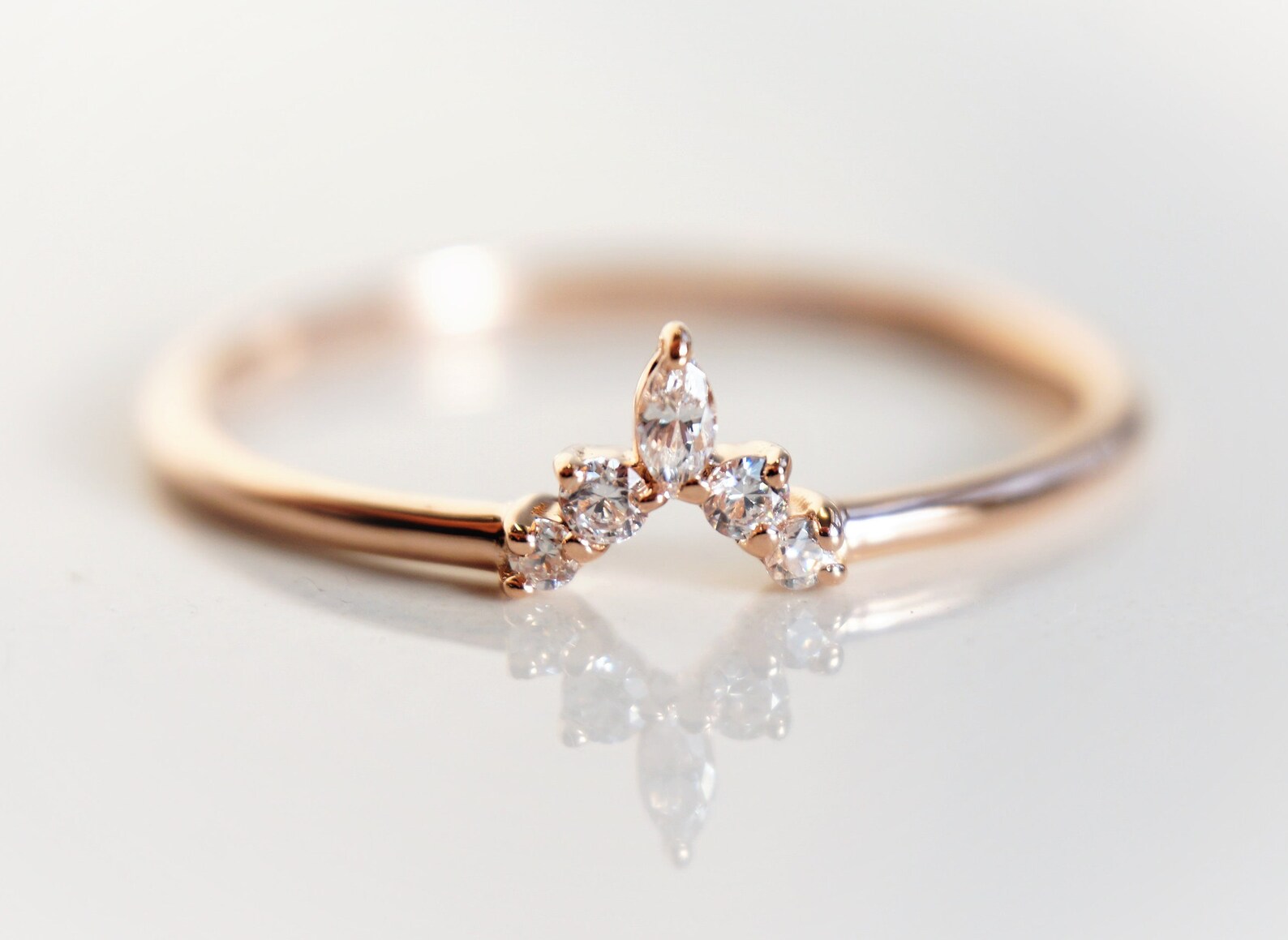 Trinity Crown 14K Gold Diamond Contour Band Crown Curved | Etsy