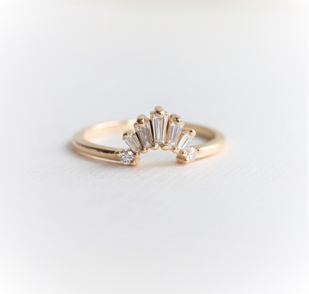 Empress Crown No.5 Vintage Art Deco Inspired 14K Gold Diamond Contour ...