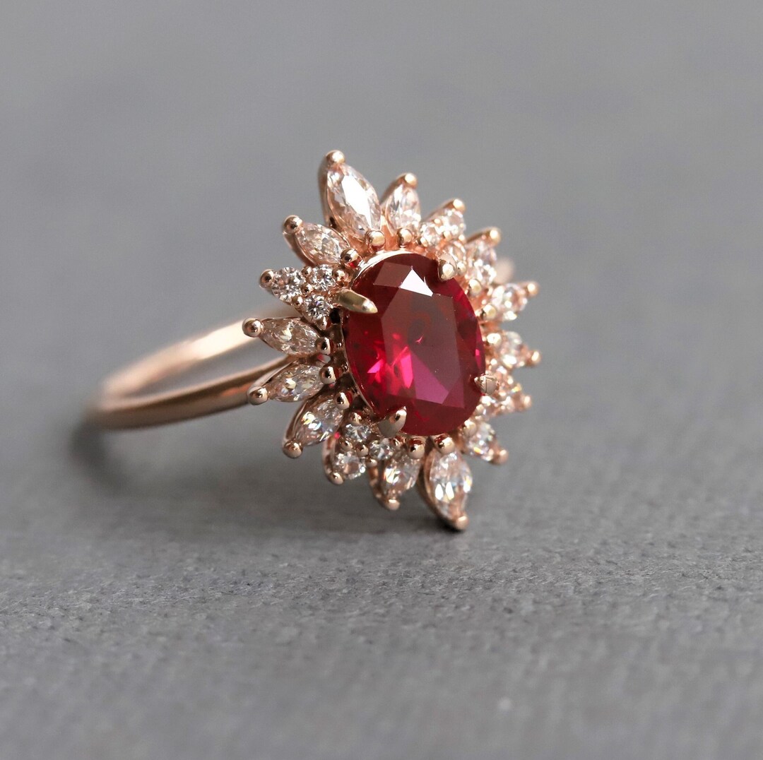 Lana Oval Oval Chatham™ Lab-created Ruby Ruby Statement Ring Oval Ruby Ring Ruby Engagement Ring ...