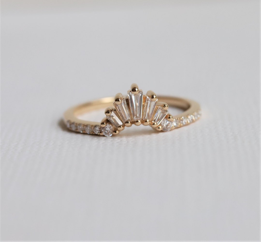 Empress Crown No.5 Pave' Band | Vintage Inspired 14K Gold Diamond ...