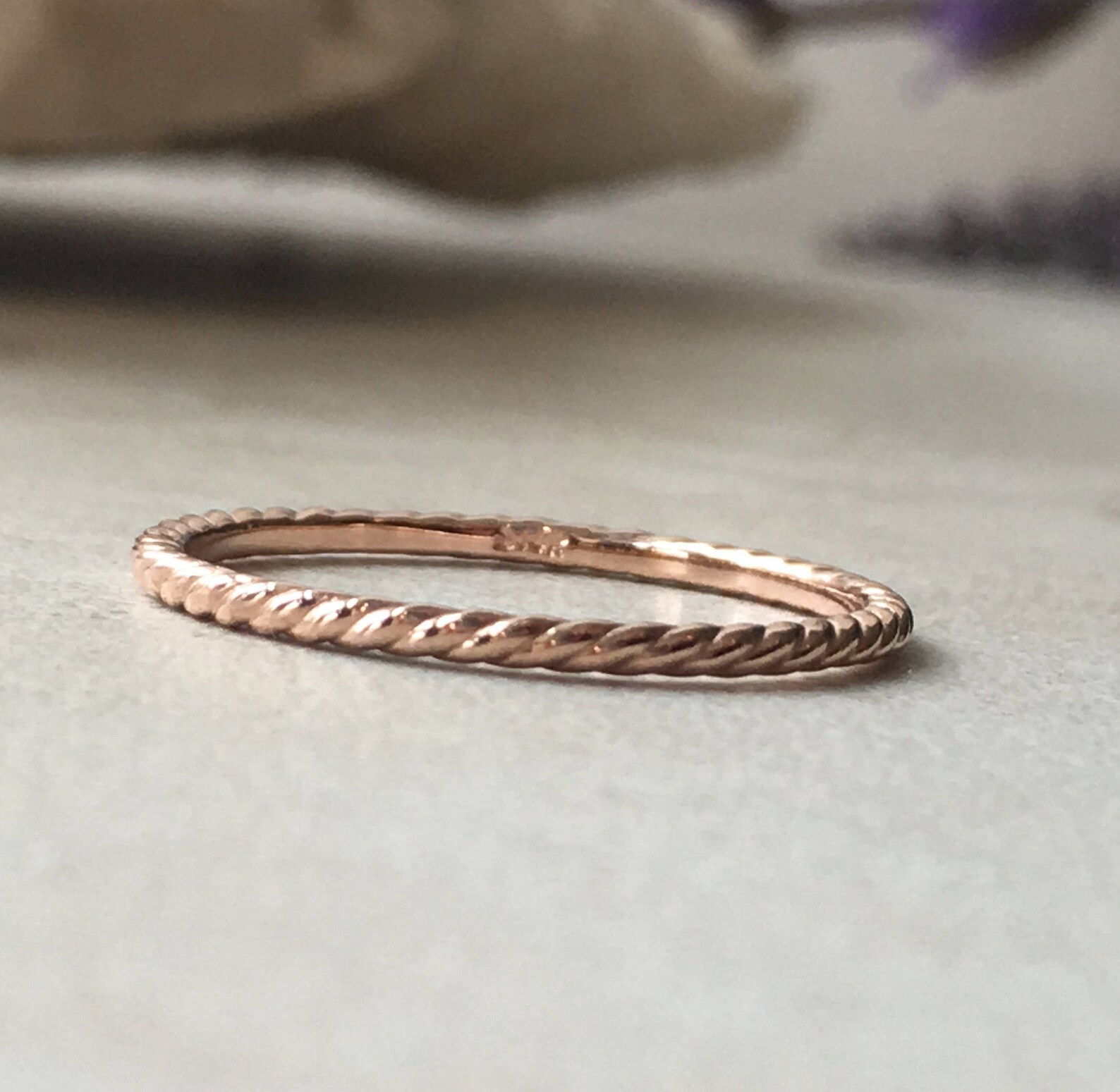 1.3 mm Rope Band 14K Gold Skinny Rope Band 1.3 mm Twisted | Etsy