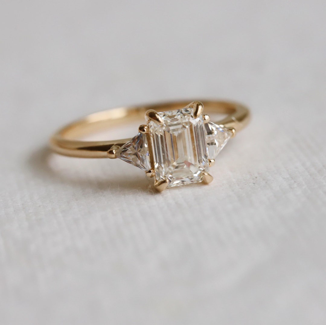 Alexis | 1 Ct. Emerald Cut Lab Grown Diamond Engagement Ring: Three ...