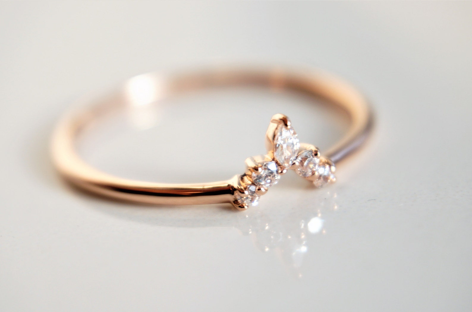 Trinity Crown 14K Gold Diamond Contour Band Crown Curved | Etsy