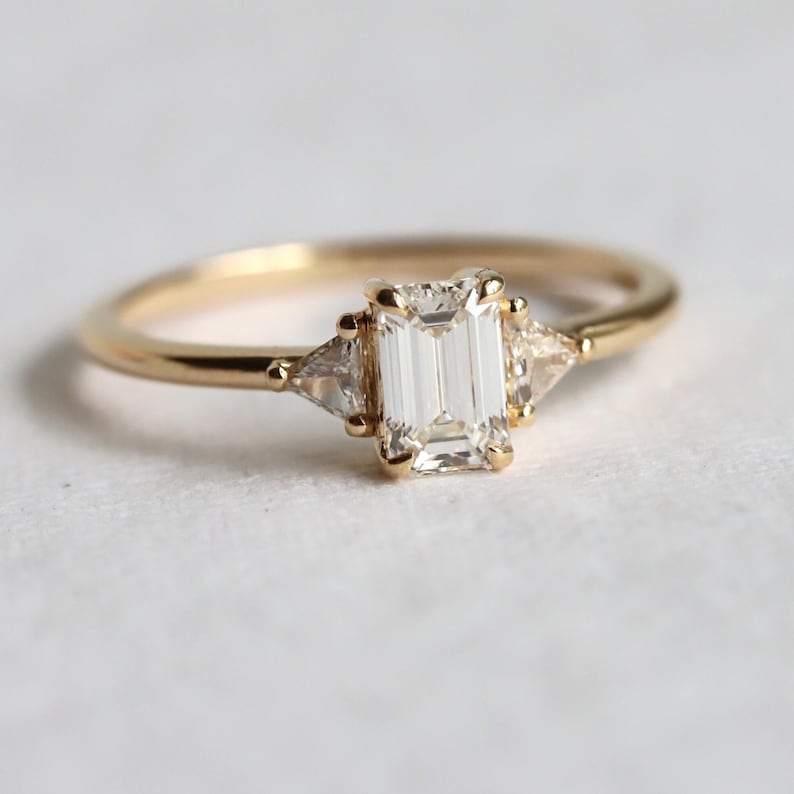 Alexis | 0.7 Ct. Emerald Cut Lab Grown Diamond Three-stone Ring ...