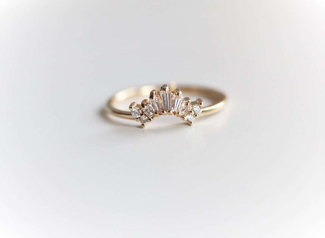 Empress Crown No.1 straight Band Vintage Inspired Diamond Contour Band ...