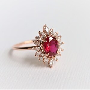 Lana Oval Oval Chatham™ Lab-created Ruby Ruby Statement Ring Oval Ruby Ring Ruby Engagement Ring ...