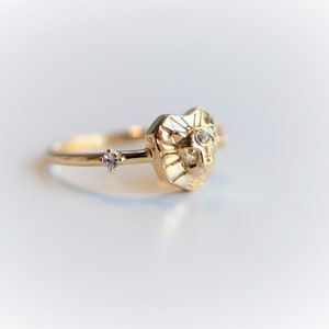 Leo Ring 9K and 14K Gold and Diamond or White Sapphire Leo Ring Solid ...