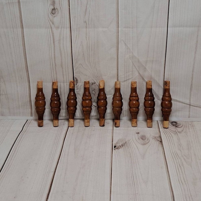 Set of 9 Salvaged Wood Spindles / Wood Turnings | Wood for Crafts ...