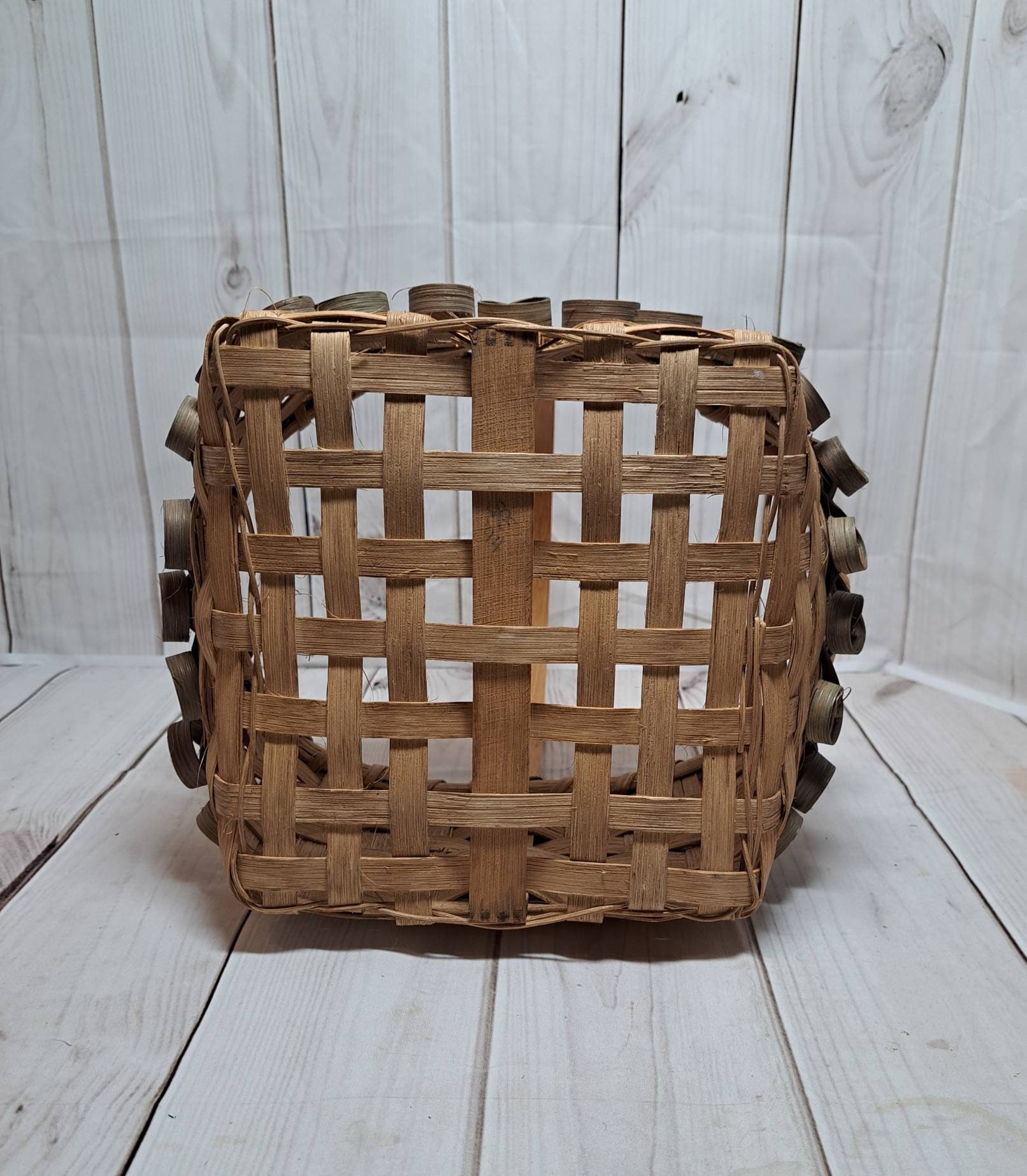 Splint Wood Basket/ Rustic Splint Wood Basket / Antique Splint Wood ...