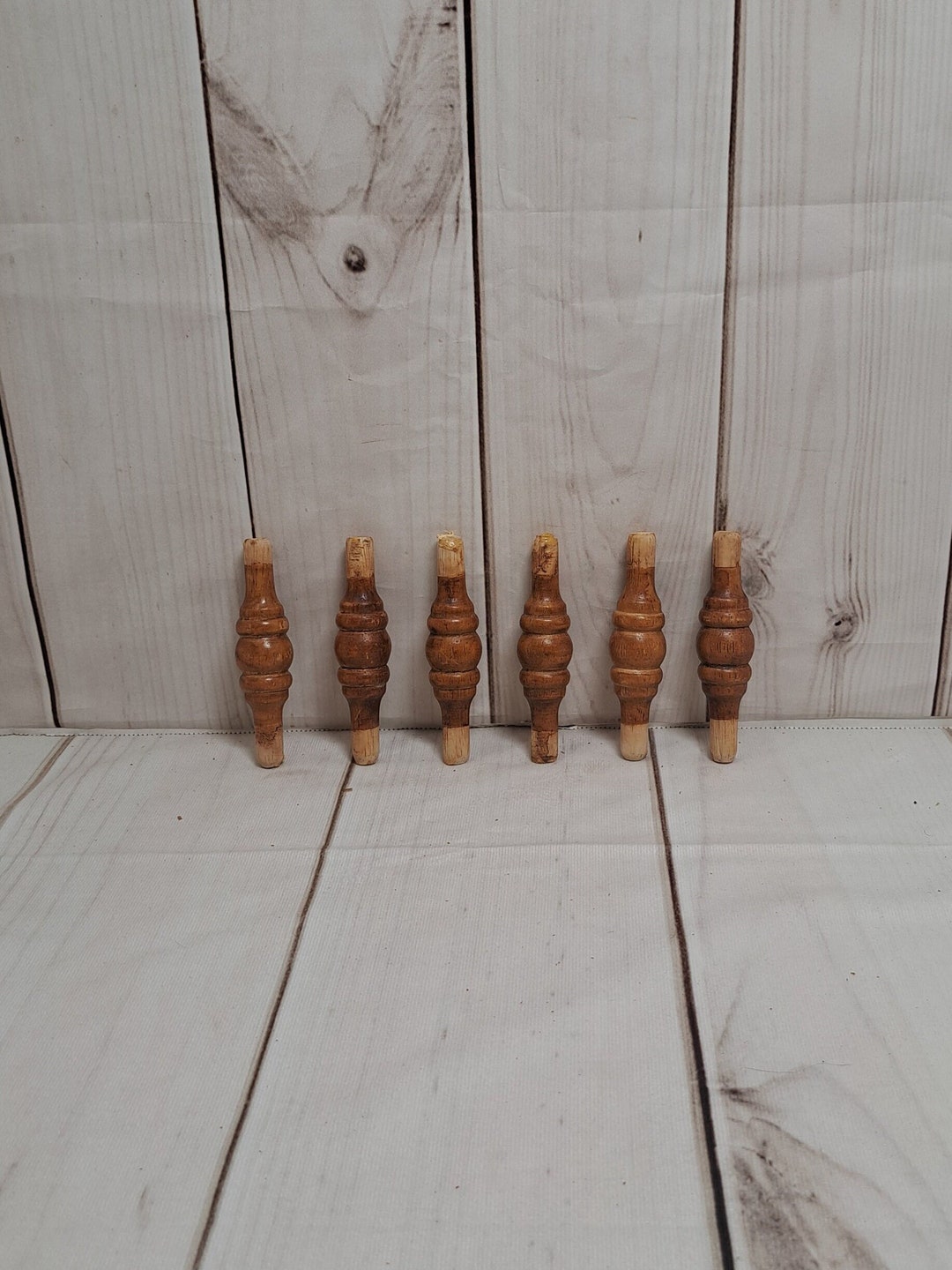 Set of 6 Salvaged Wood Spindles / Wood Turnings | Wood for Crafts ...