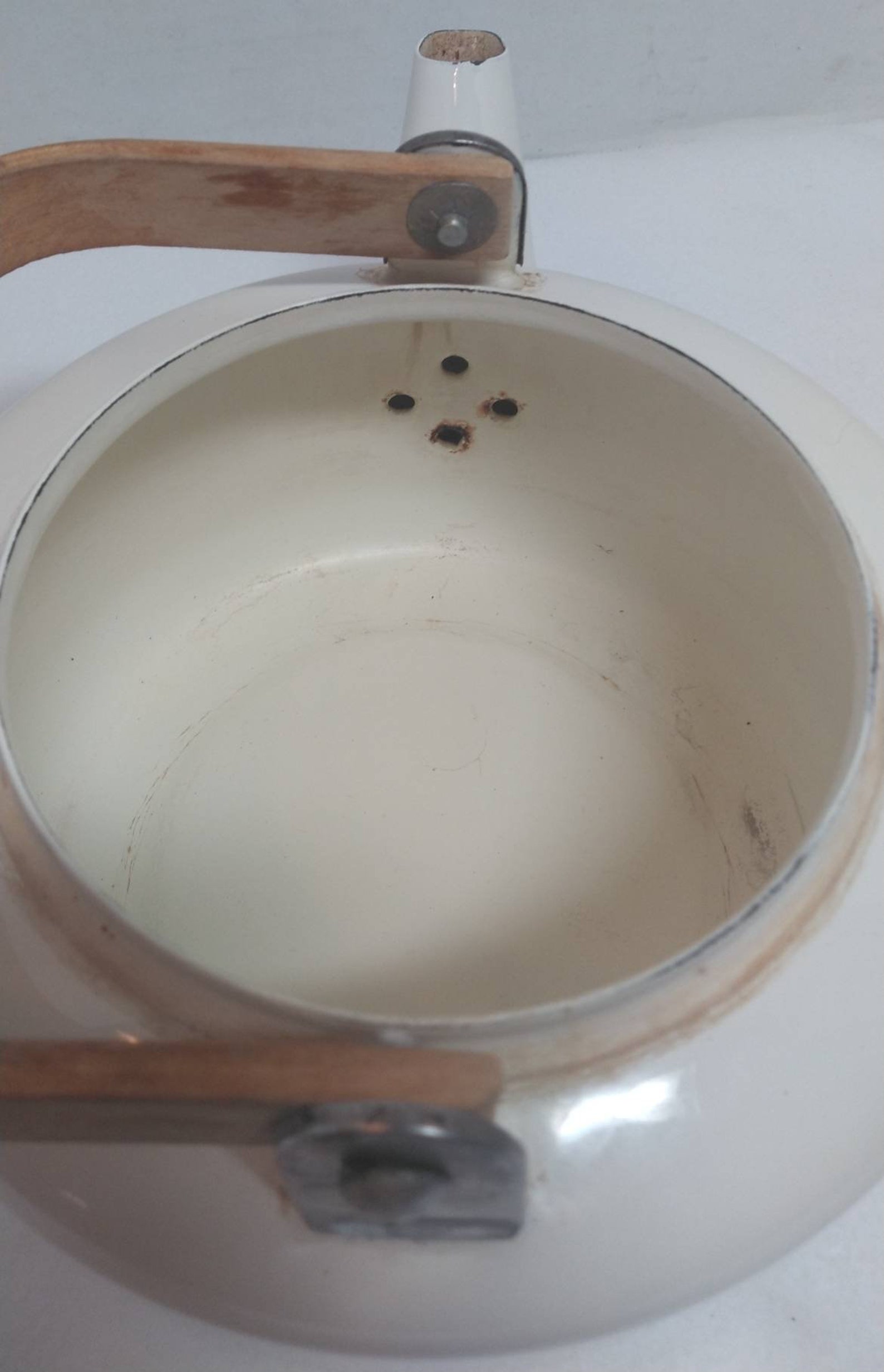 Vintage Enamel Teapot / White and Floral Kettle Enamelware - Etsy