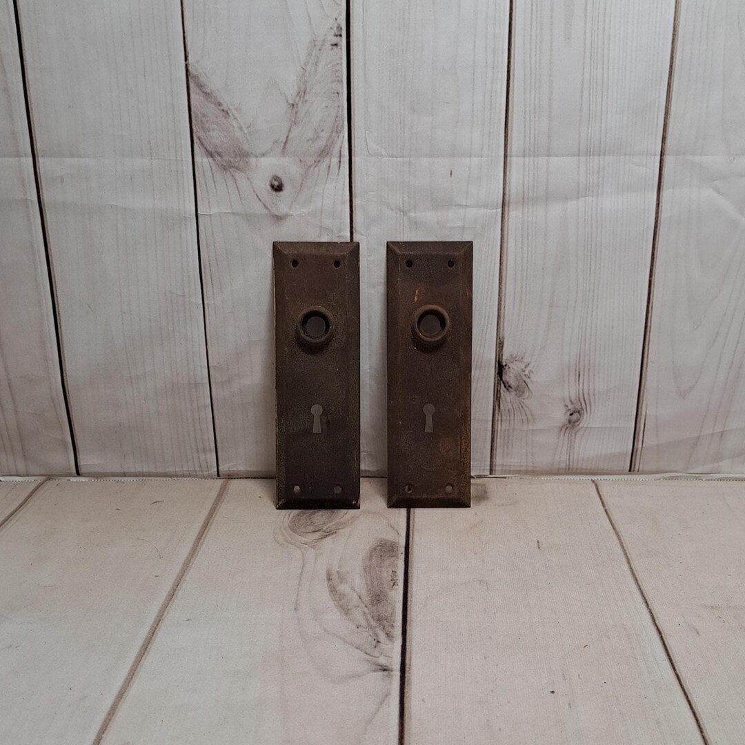 Vintage Door Plates, Set of 2, Antique Door Hardware, Architectural ...