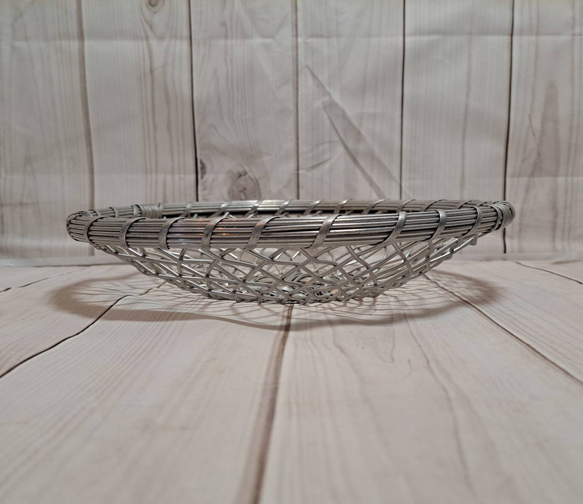 Large Open Weave Aluminum Woven Basket Bowl 11.5" / Fruit Bowl ...