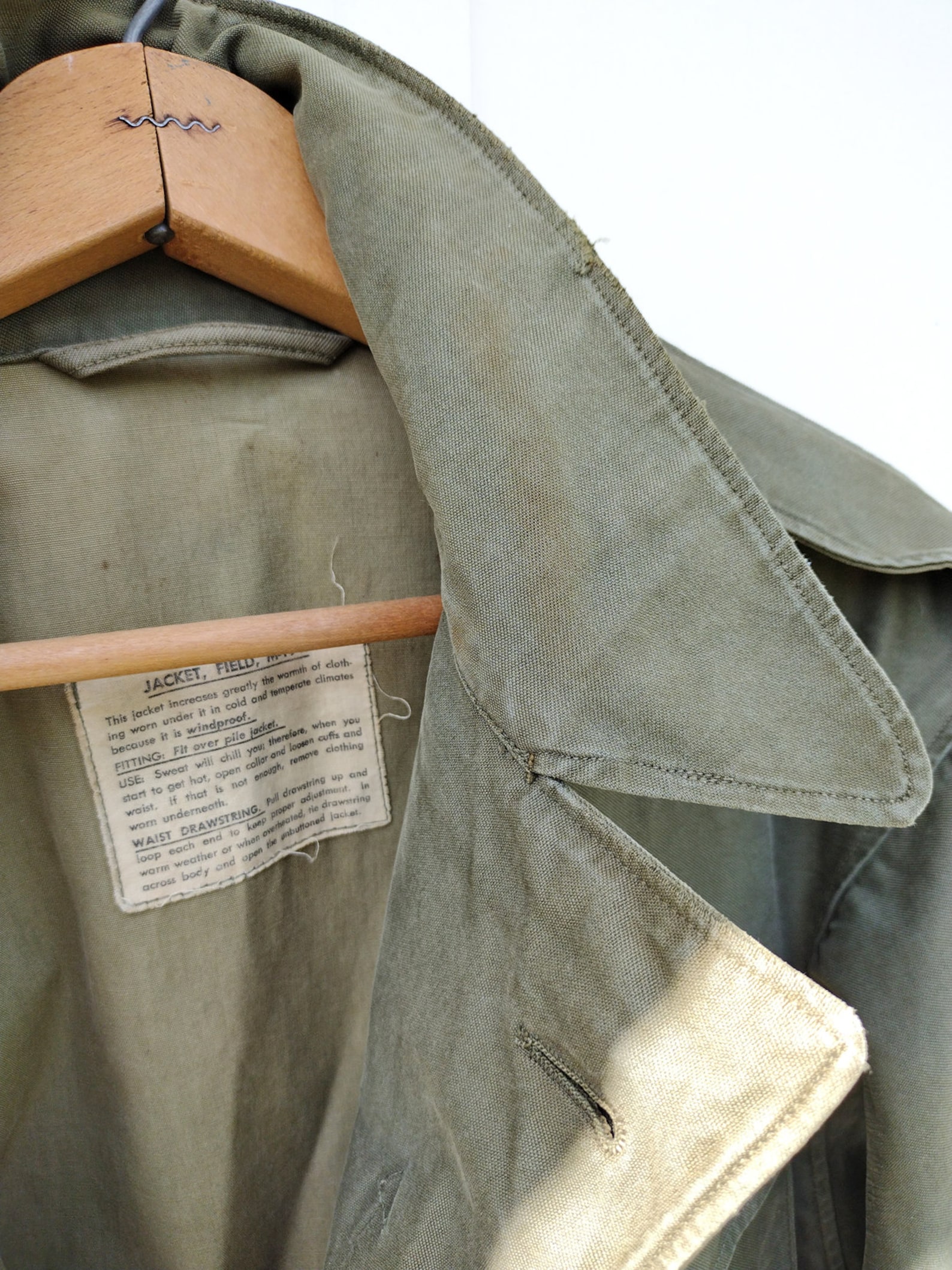 Vintage Army Windproof M-1943 Field Jacket for Cold Weather WWII Winter ...