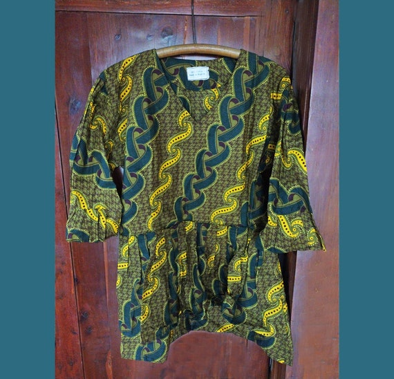 Vintage Nigerian Tunic 90s African Girls Shirt West A… - Gem