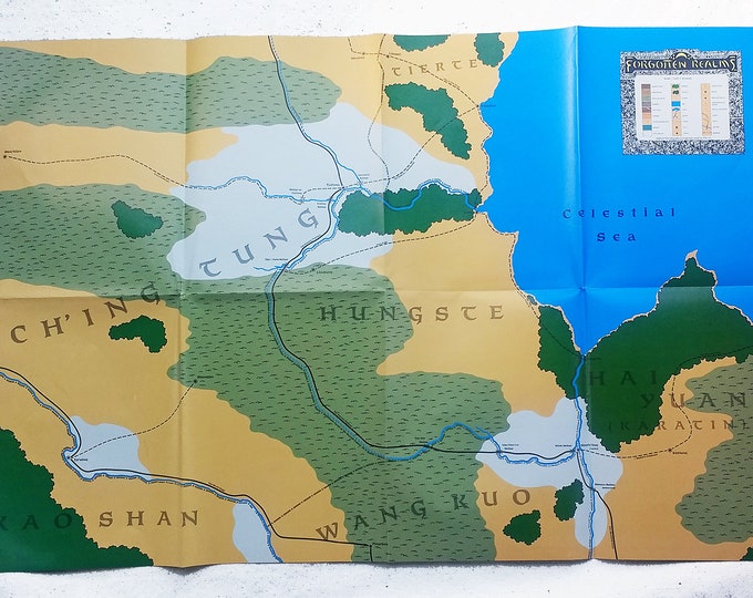 Vintage TSR Forgotten Realms Map 80s RPG Advanced D&D Kara-tur Boxed ...