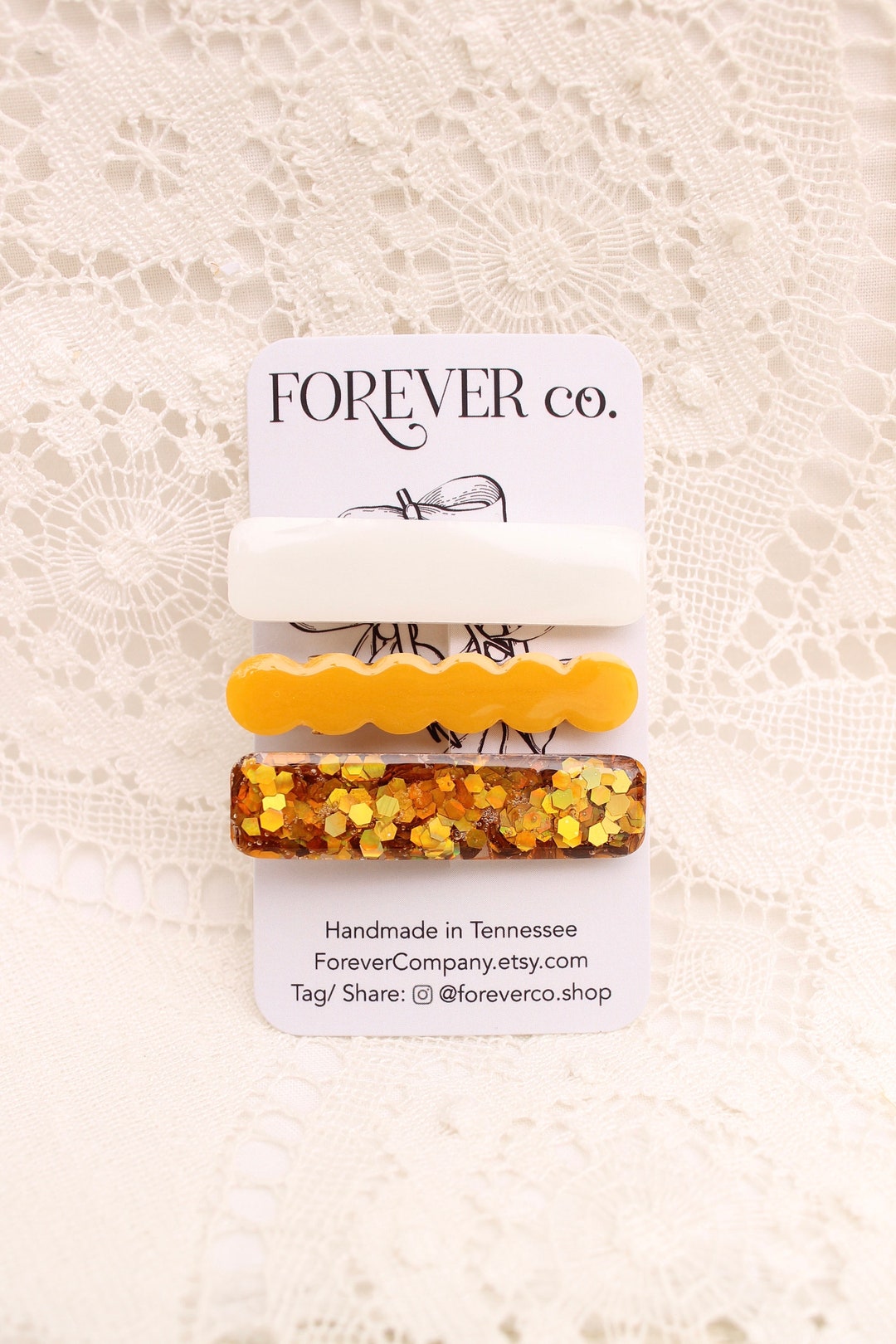 Belle Sparkle Clips/ Yellow Glitter Resin Alligator Clips/ Fun Kids ...