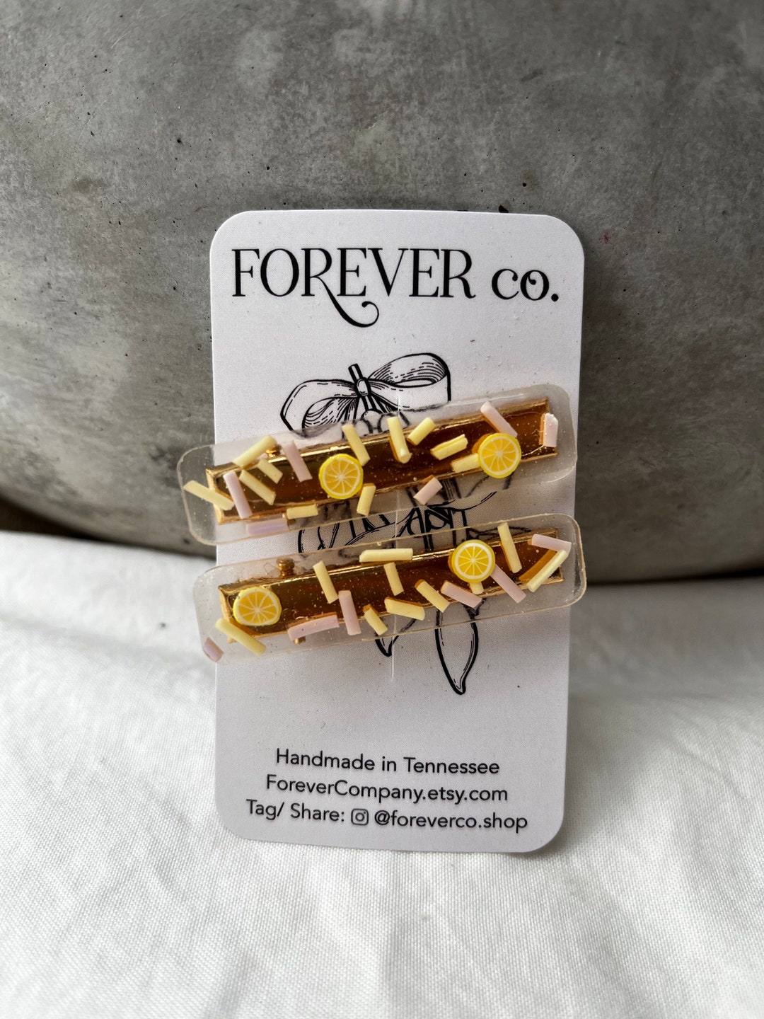 Lemonade Sprinkle Clips/ Lavender Lemon Barrette/ Lemonade Stand/ Lemon ...