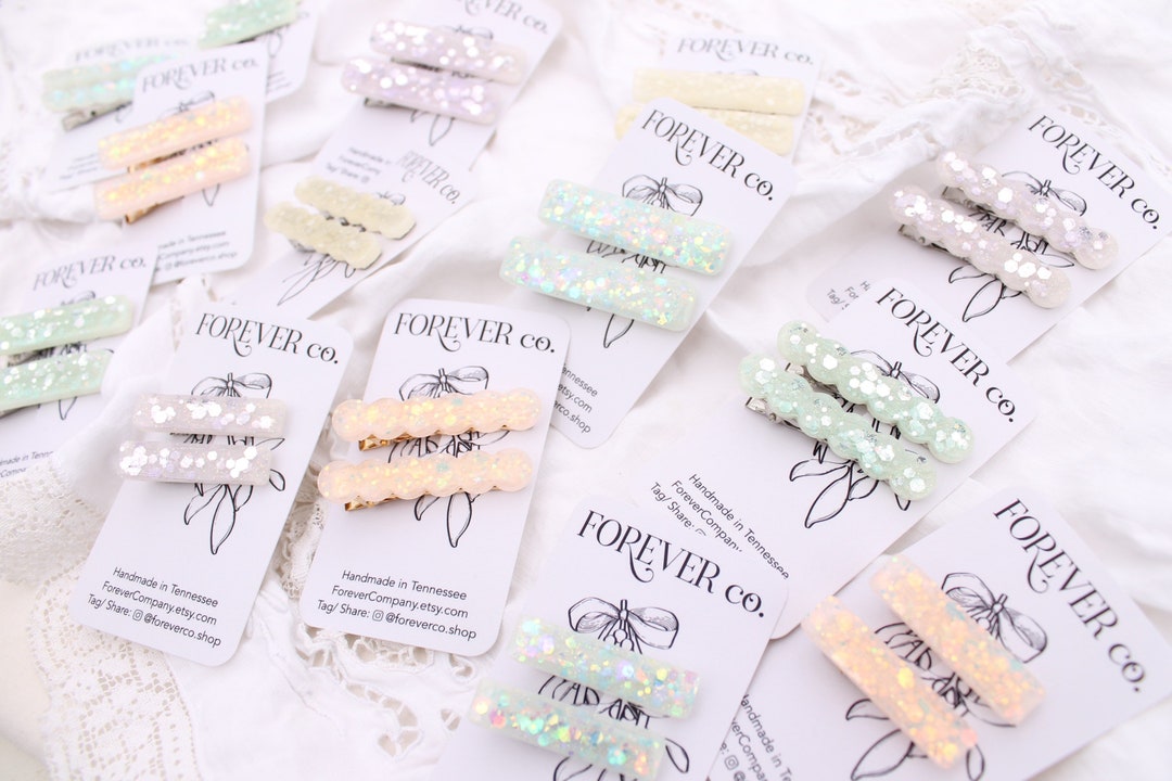 Pastel Glitter Resin Clips/ Alligator Clips/ Barrette/ Spring Hair ...
