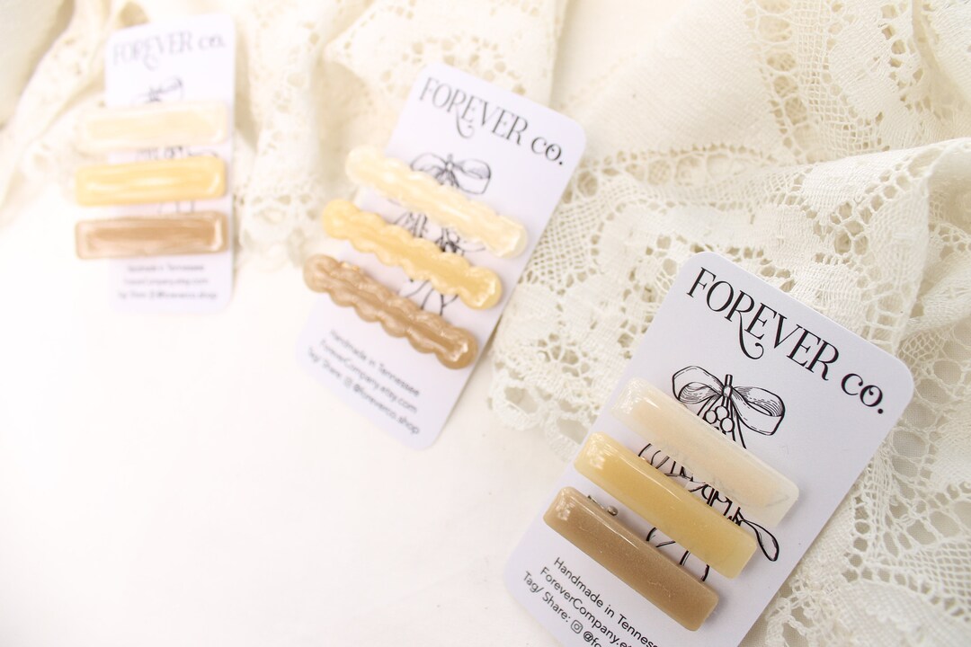 Autumn Hair Clip Set of 3/ Pearl Sand Linen Clips/ Resin - Etsy