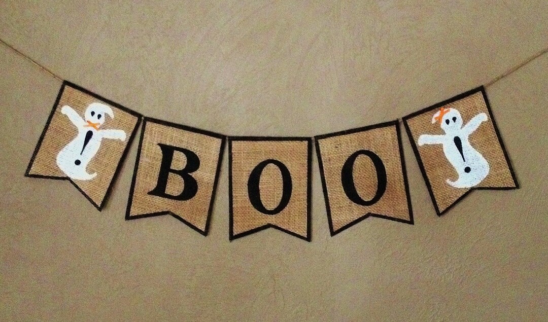 BOO Banner, Halloween Burlap Banner Bunting, Fall Burlap Banner ...