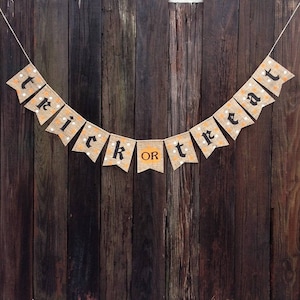 TRICK or TREAT Halloween Decor, Burlap Banner, Halloween Bunting ...