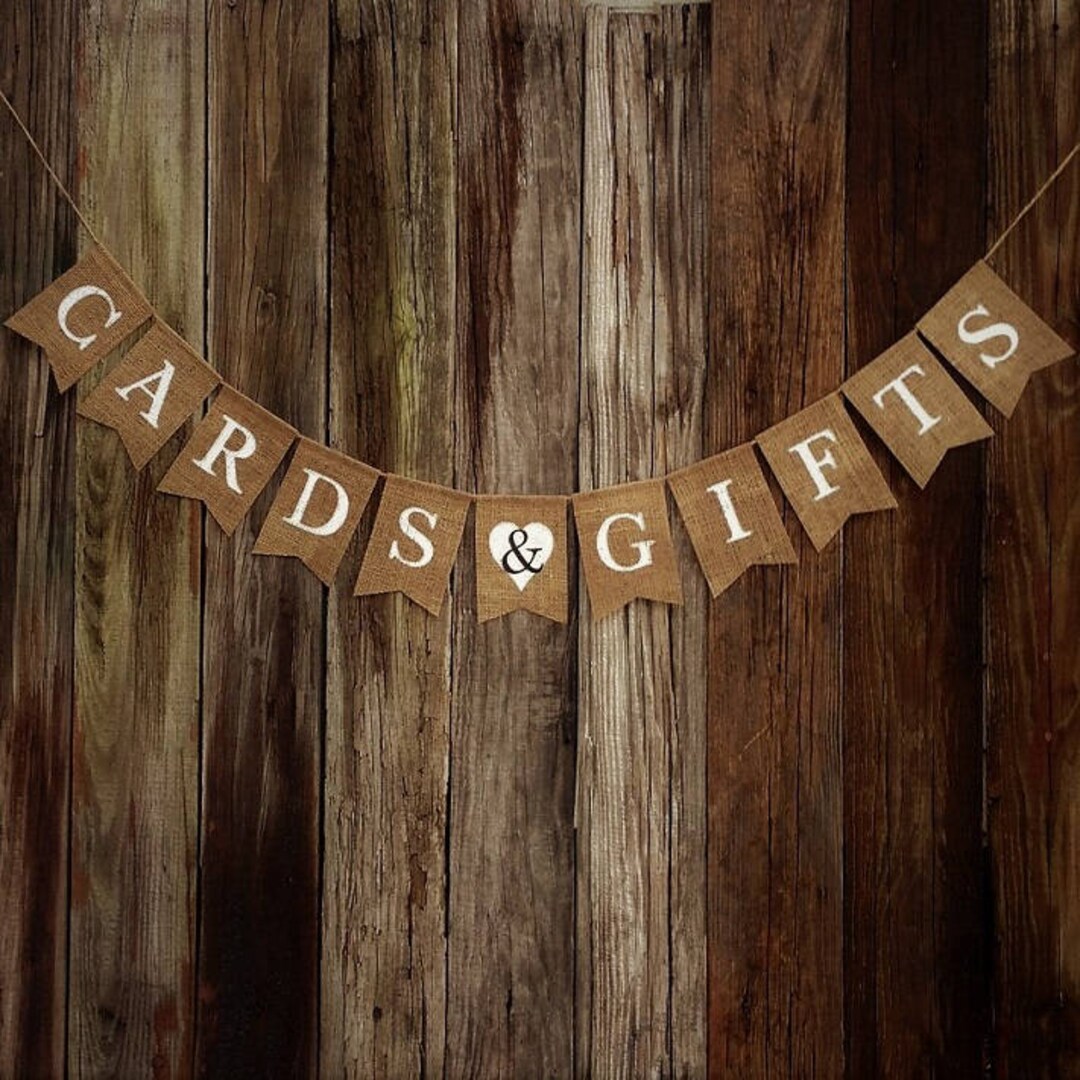 CARDS & GIFTS Burlap Wedding Banner, Bridal Shower Banner, Anniversary ...