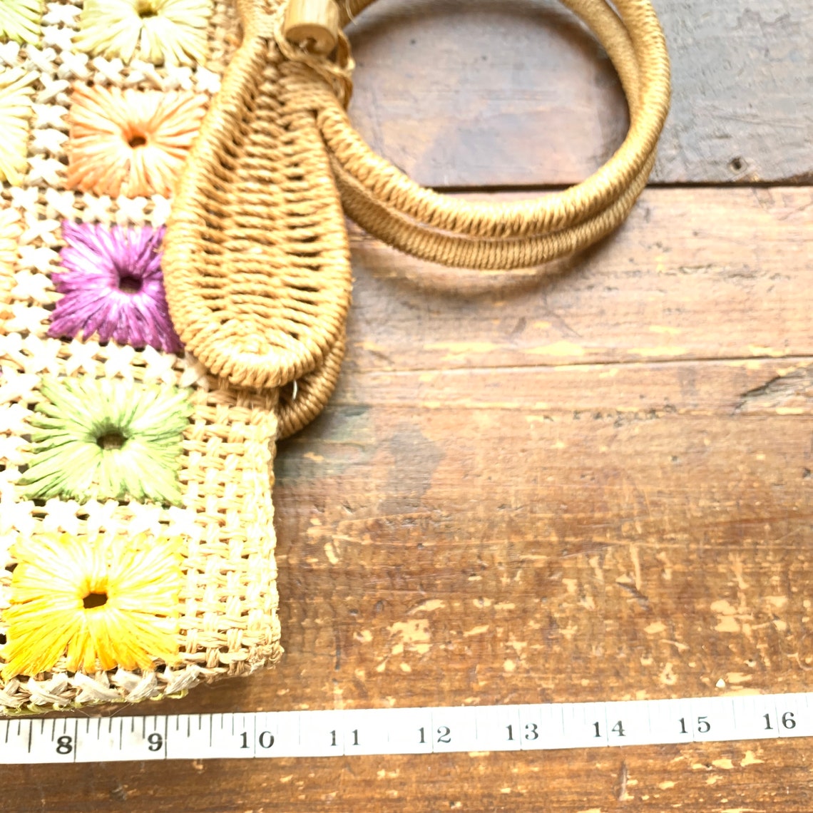 Vintage Rainbow Straw Bag with Orange Green and Purple Color | Etsy