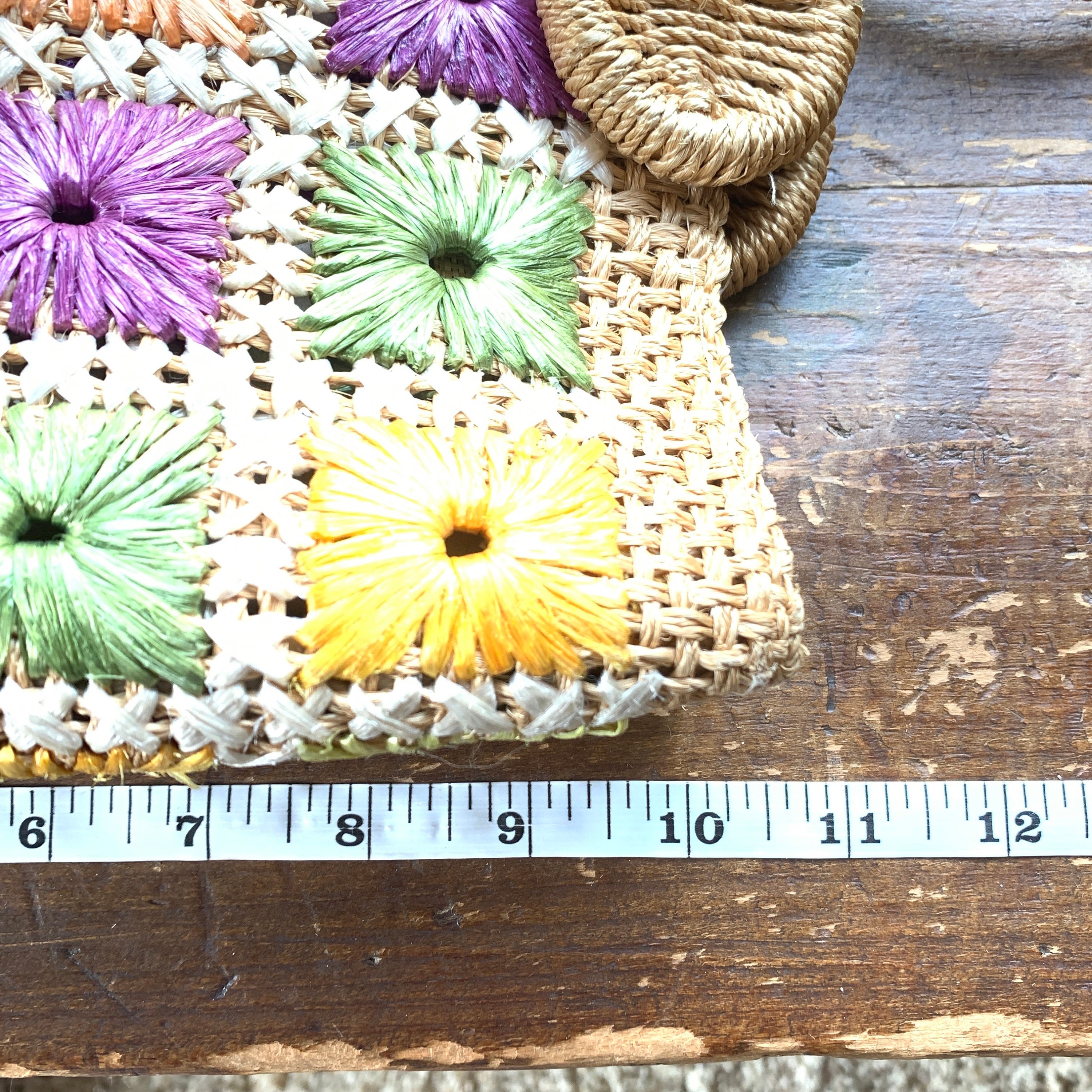 Vintage Rainbow Straw Bag with Orange Green and Purple Color | Etsy