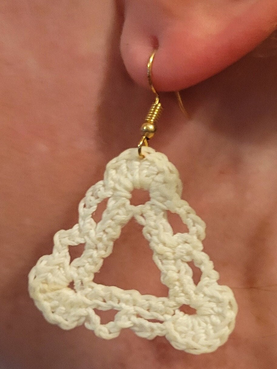 White Triangle Lace Earrings - Etsy