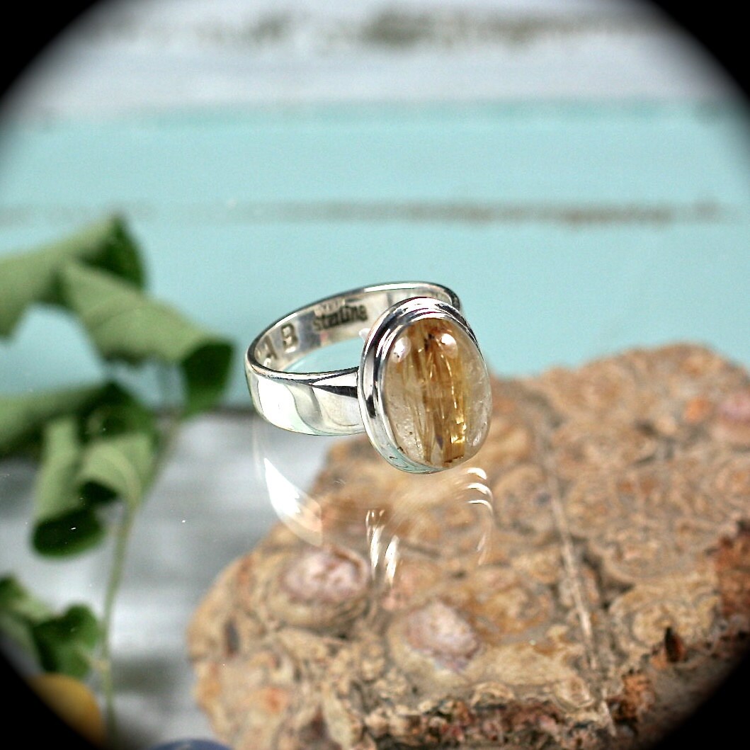 Gold rutilated quartz/golden rutile quartz sterling silver | Etsy