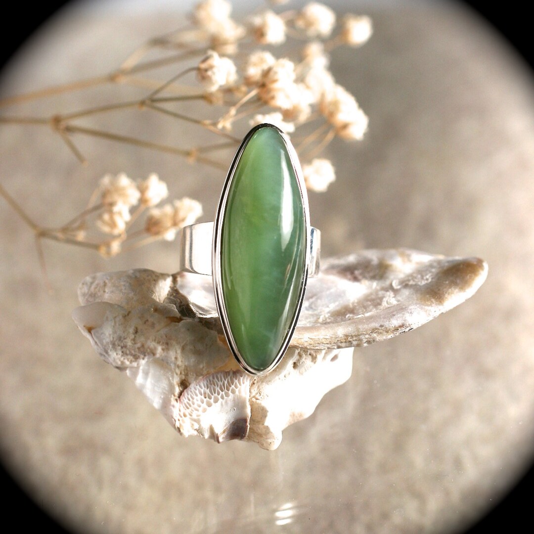 Siberian Cat Eye Nephrite Sterling Silver Ring Size 8 1/2-3/4 - Etsy