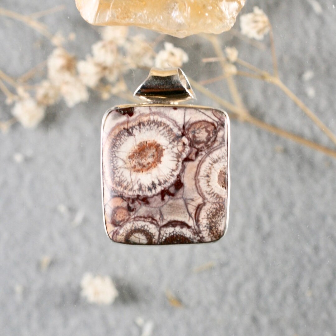 Birds Eye Rhyolite and Sterling Silver Pendant 34x24mm - Etsy