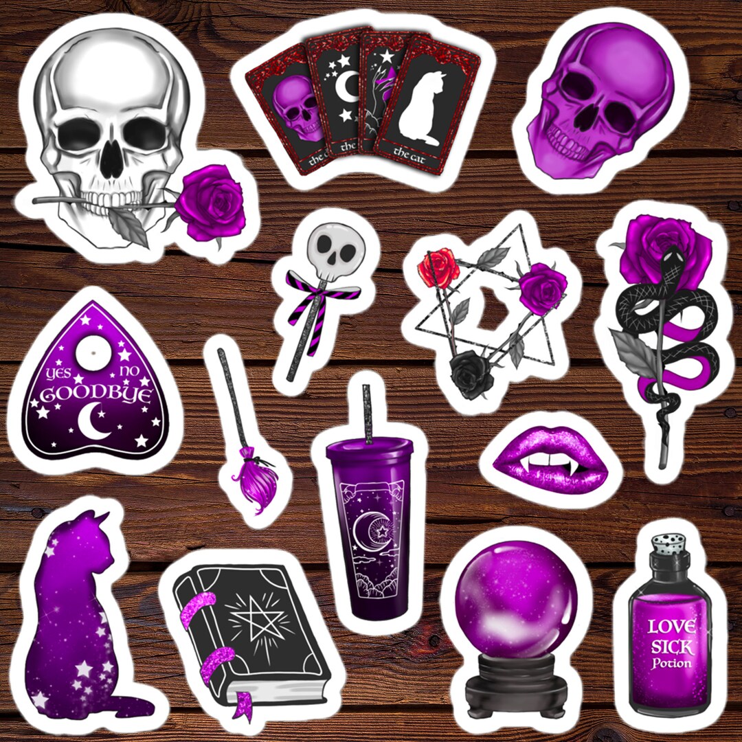 Purple Wicca Sticker, Laptop Sticker Pack, Gothic Gifts, Gift for ...