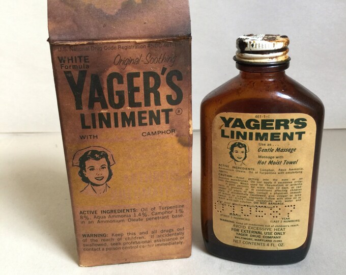 Yager's Liniment Vintage Bottle With Original Box Brown Glass Yager's ...