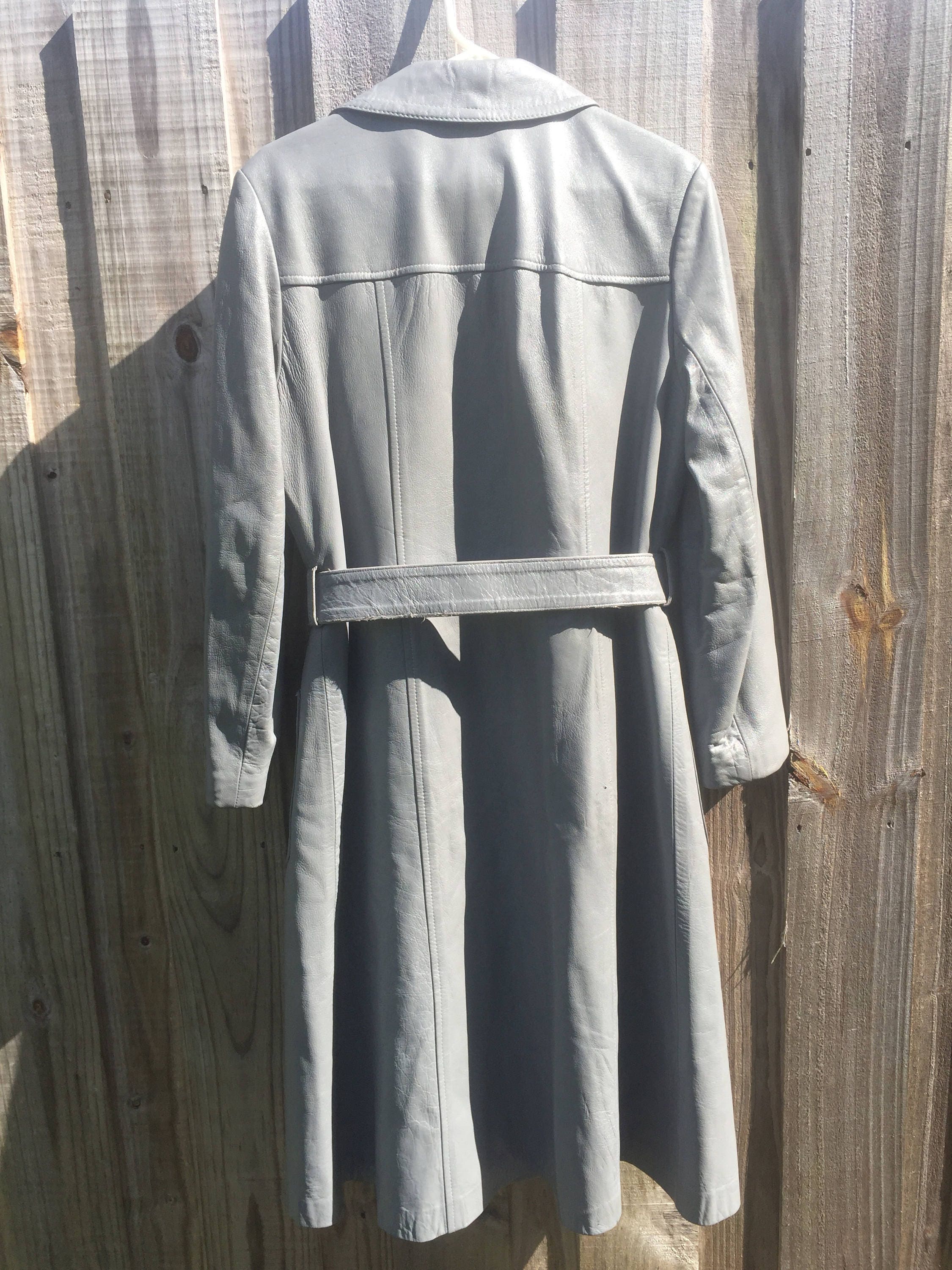 Retro Womens Leather Duster 24K Dan Di Modes Full Length Soft Grey ...