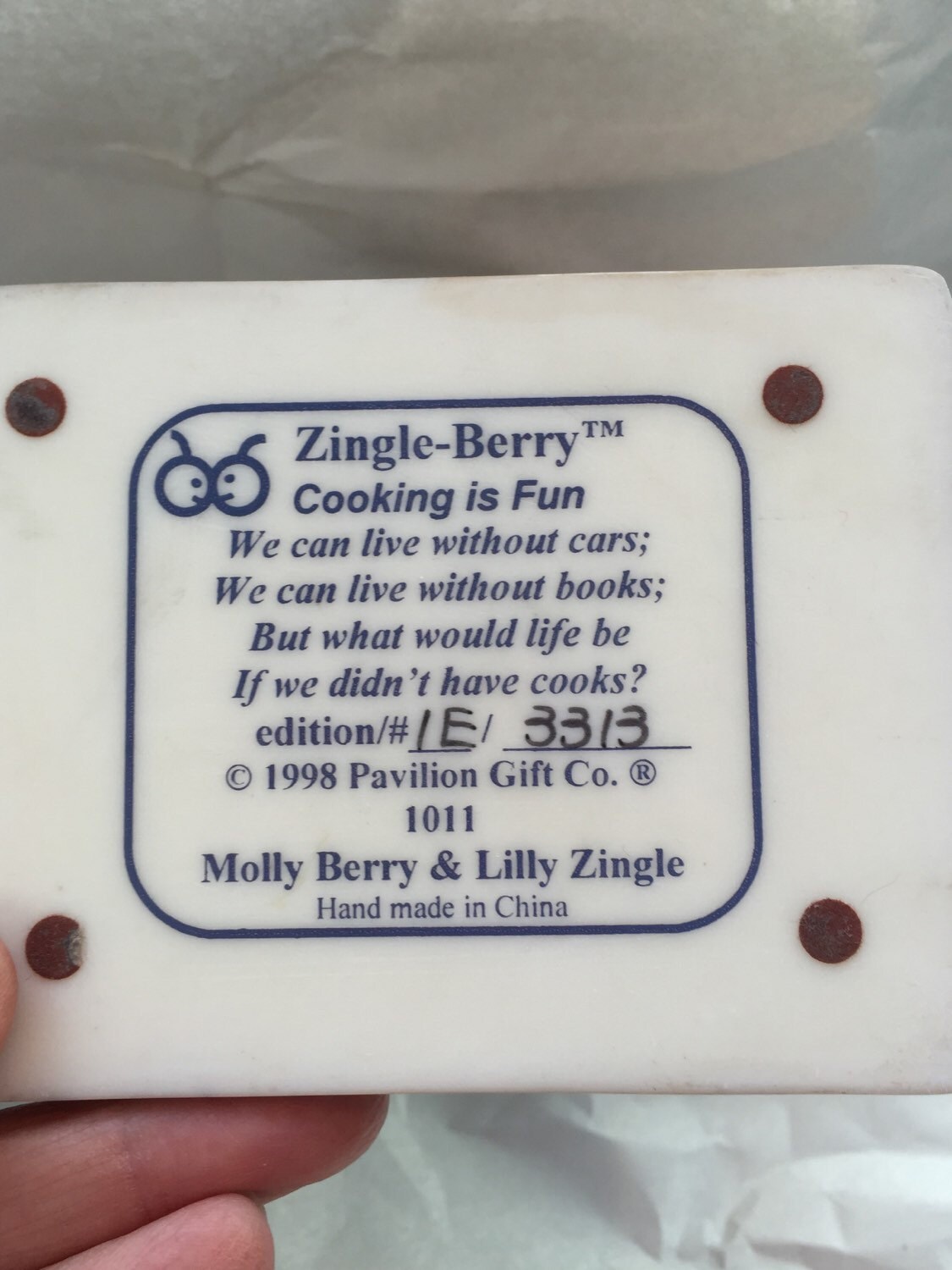 VINTAGE Zingle-berry Figurine Statue Cooking is Fun 1998 - Etsy