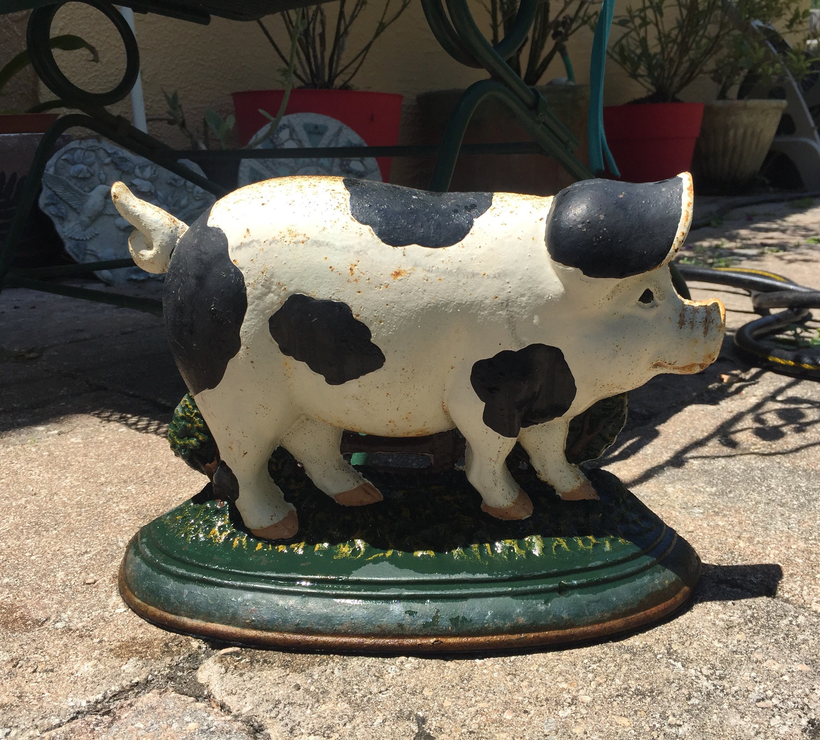 Vintage BIG Cast Iron Pig Door Stop Gloucestershire Old Spot - Etsy