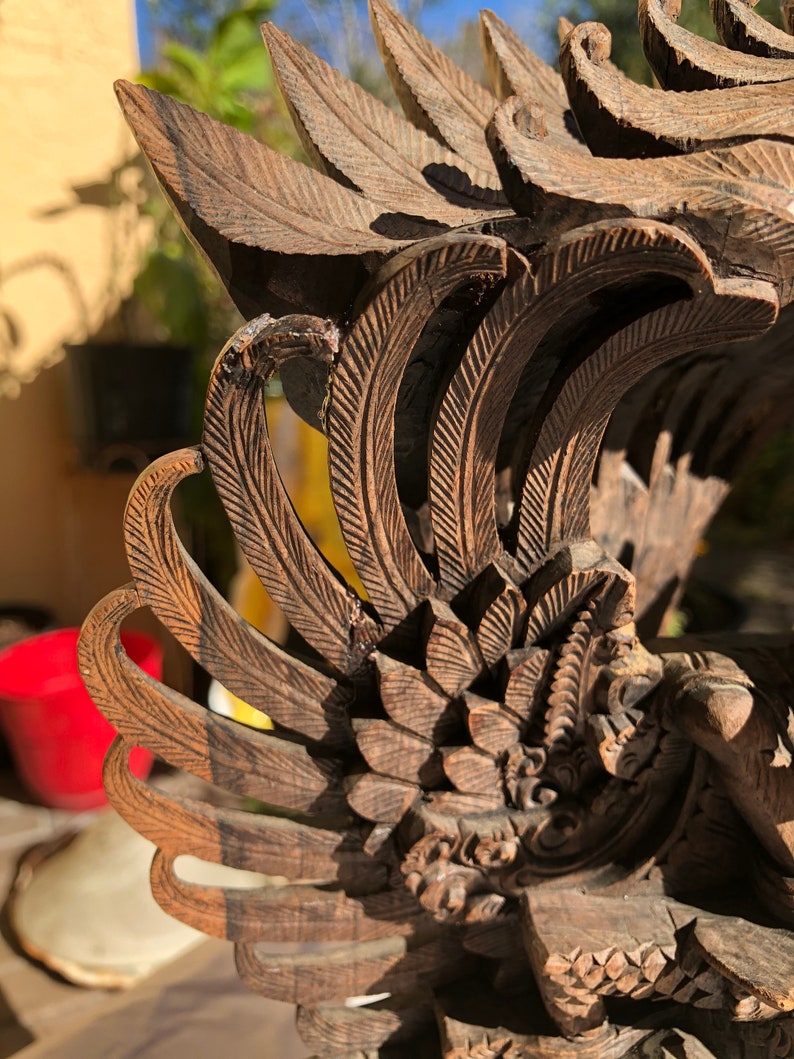 Lord VISHNU Riding Garuda Carved Wooden Sculpture Indonesian Balinese ...