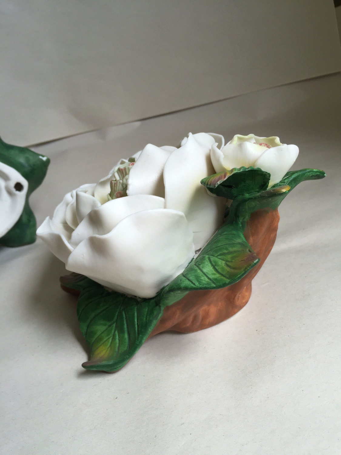 A Pair of Porcelain Magnolia Flower Accent Lamps Magnolia Night Lights ...