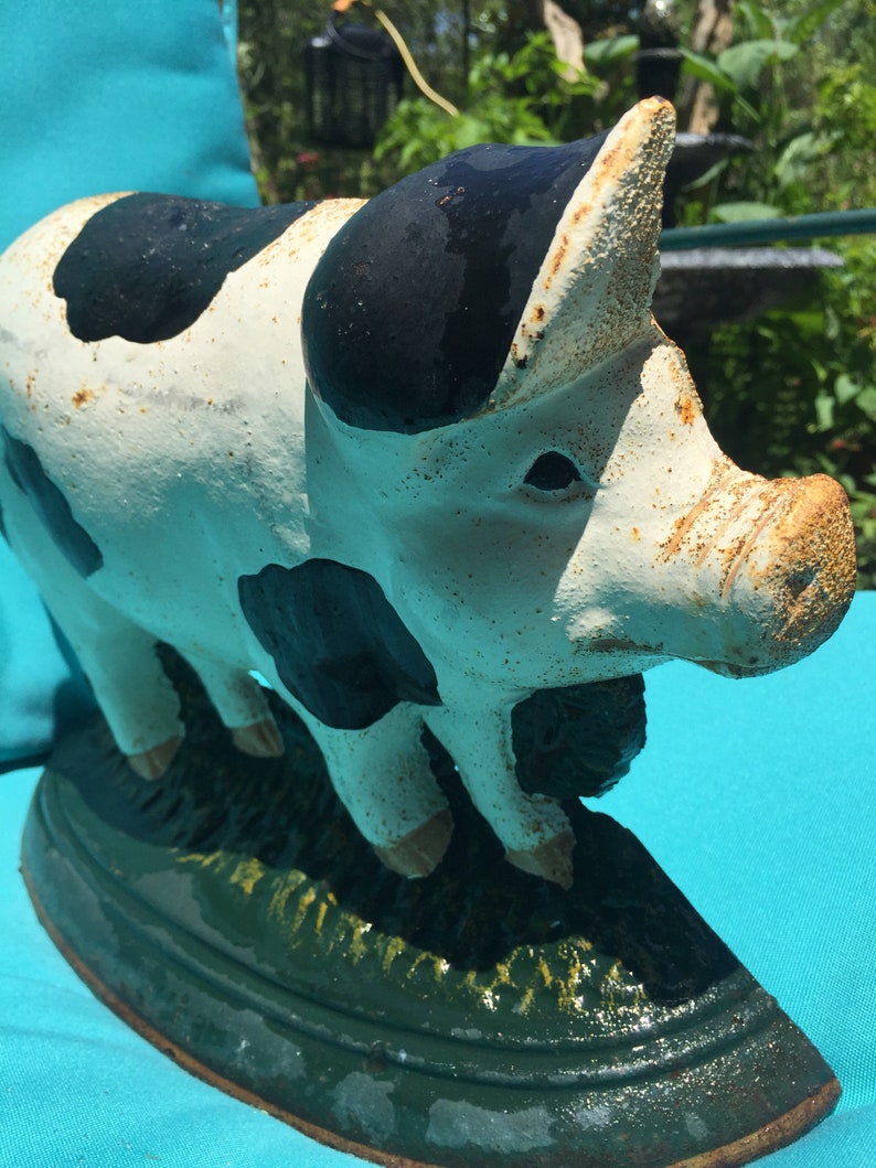 Vintage BIG Cast Iron Pig Door Stop Gloucestershire Old Spot - Etsy