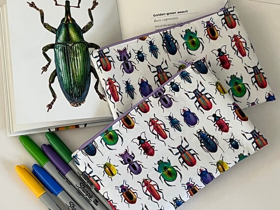 One Handmade Pencil Pouch Organizer Beetles Insects - Etsy